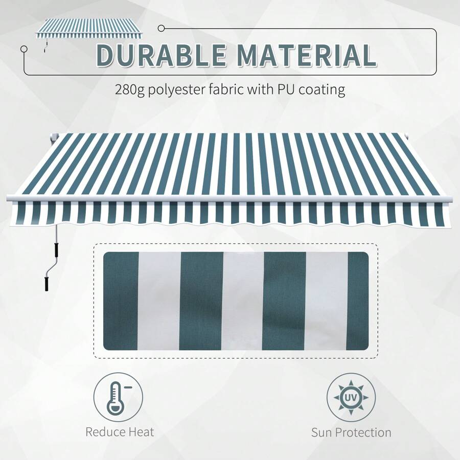 Outsunny Outsunny 4m X 3(M) Garden Patio Manual Awning Canopy Aluminium ...