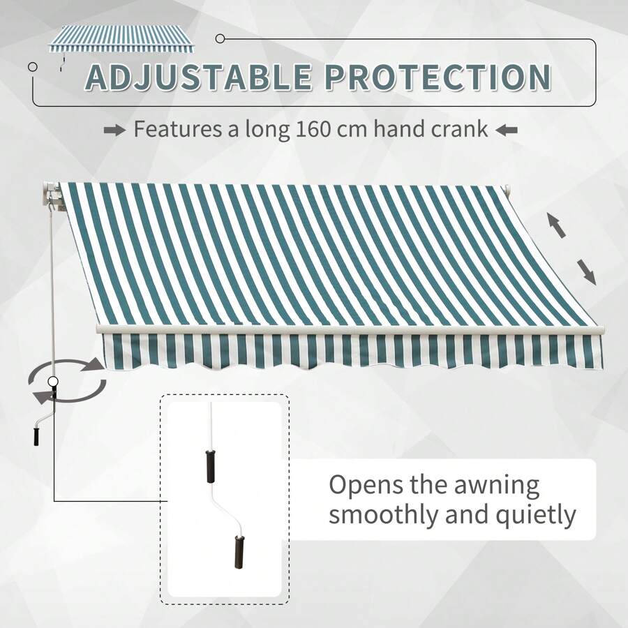 Outsunny Outsunny 4m X 3(M) Garden Patio Manual Awning Canopy Aluminium ...