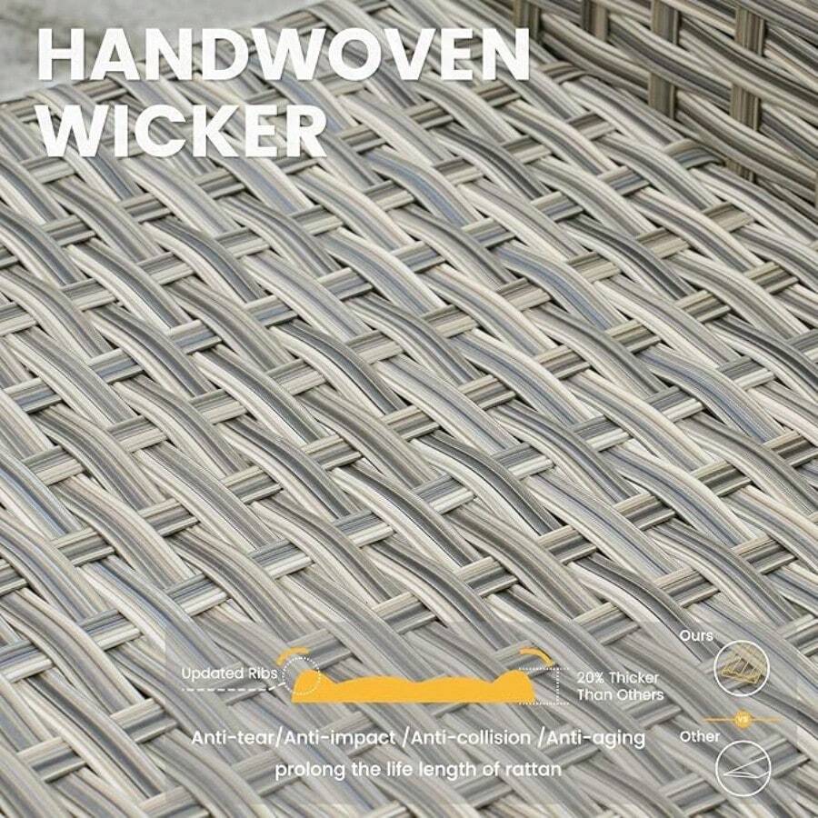 7-Piece Wicker Patio Furniture Set, Boho Outdoor Conversation Set ...