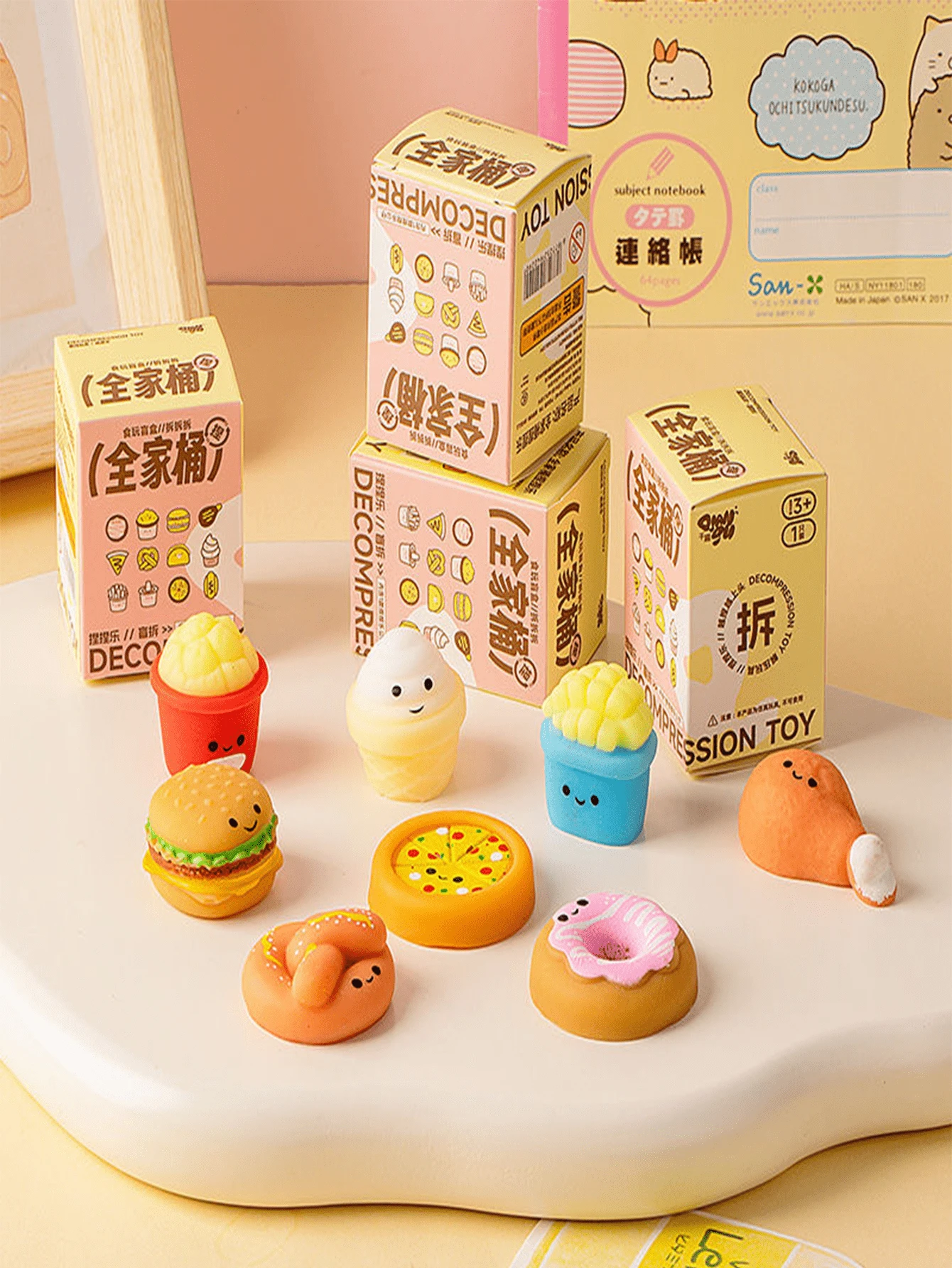 Family Bucket Blind Box Squishies, Realistic Burger Pizza Soft Gel Ice ...