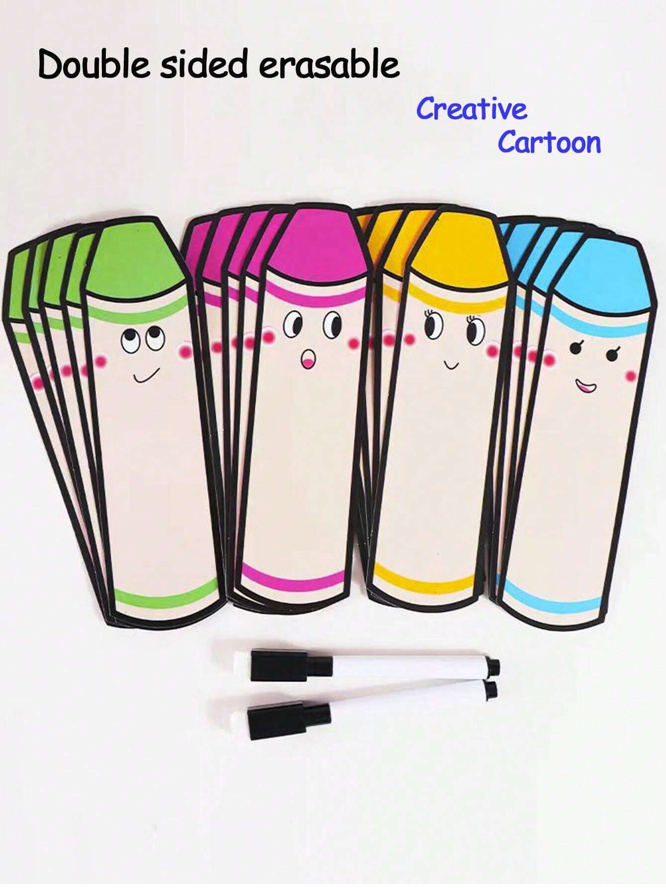 hoojojo 10 Pcs Double-Sided Cartoon Blank Cards, DIY Erasable Cards ...