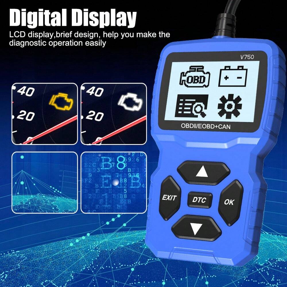 Strumento diagnostico per auto multilingue V750 Lettore codici OBD2 ...