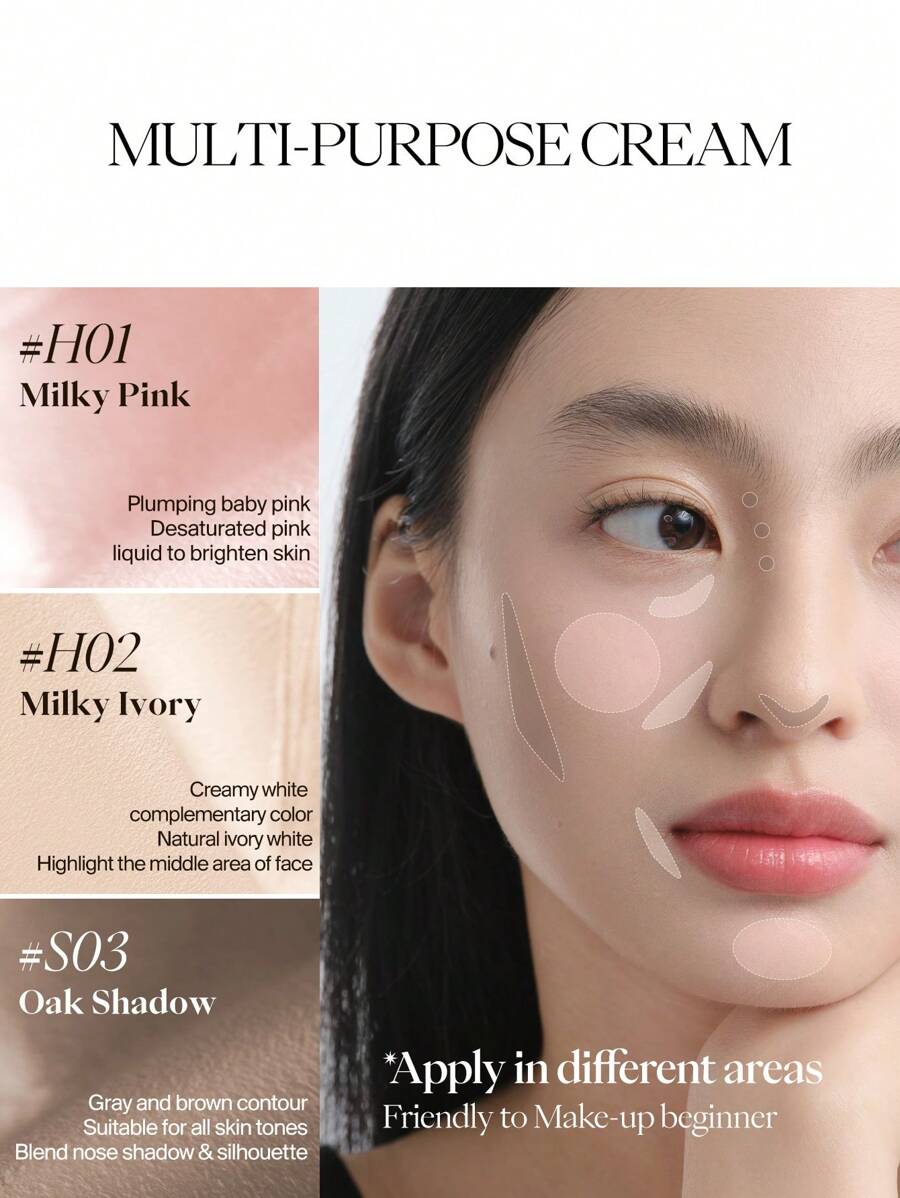 JOOCYEE JOOCYEE New Multi-Purpose Cheek Cream H02 Milky IvoryShading Highlighter Long-Lasting ...