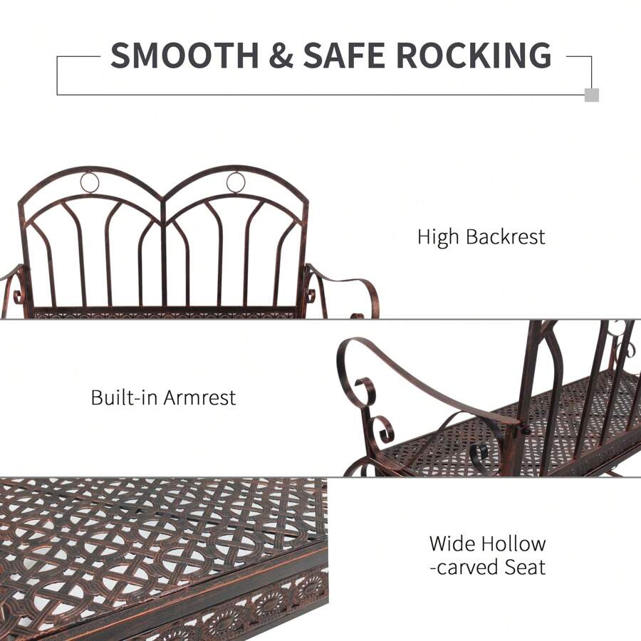 Outsunny Outsunny 2 Seater Metal Garden Park Bench Outdoor Rocking ...