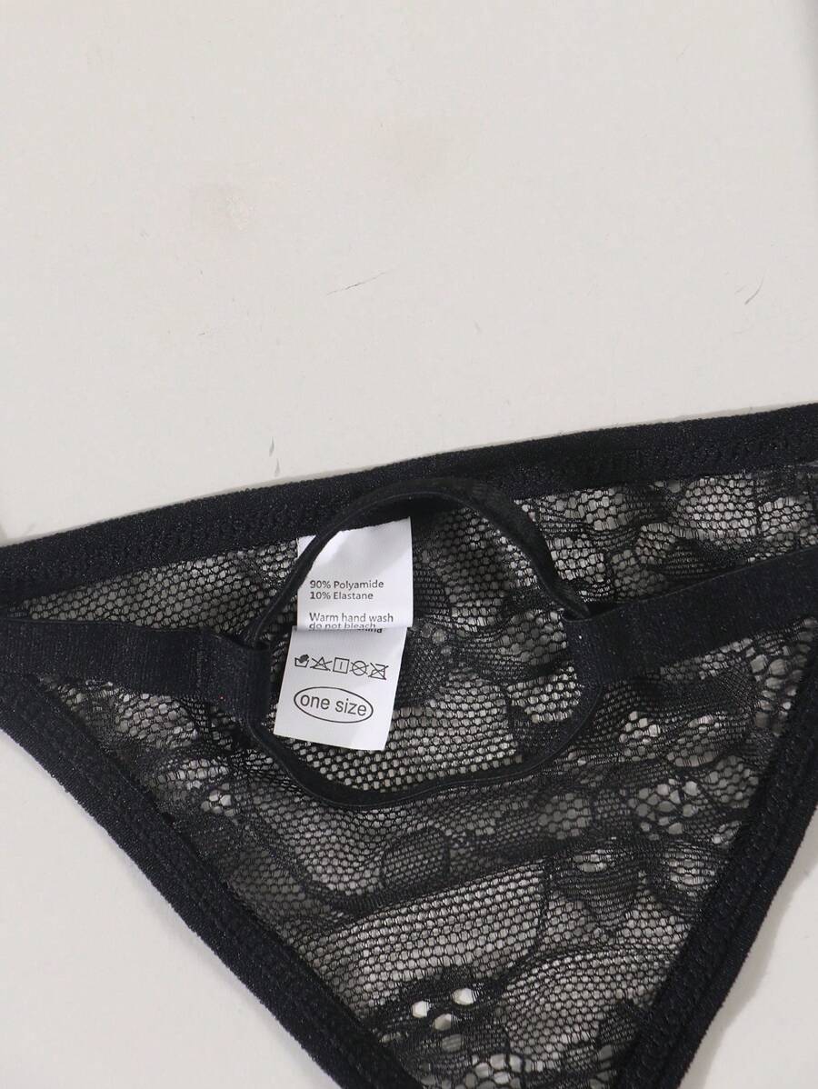 Men's Sheer Mesh G-String Thong Briefs With Pearl Decor, Sexy ...