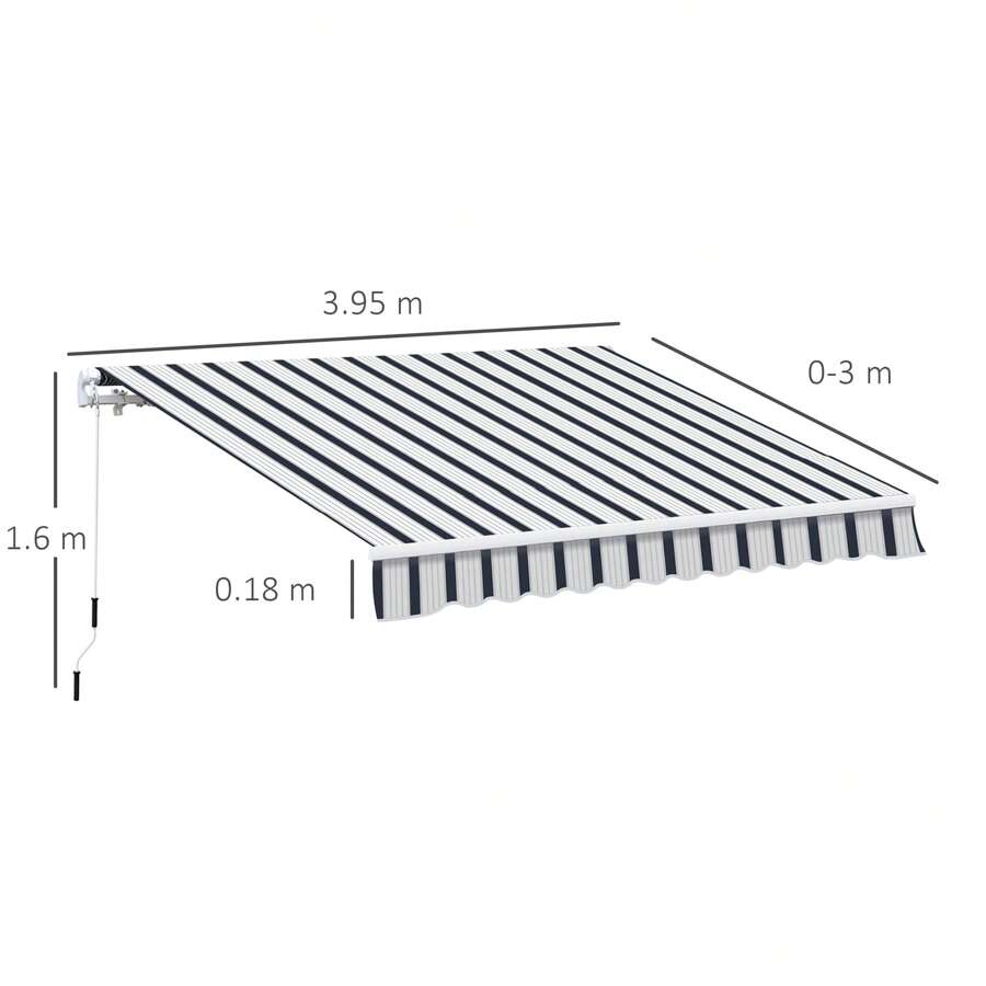 Outsunny Outsunny 4m X 3(M) Garden Patio Manual Awning Canopy Aluminium ...