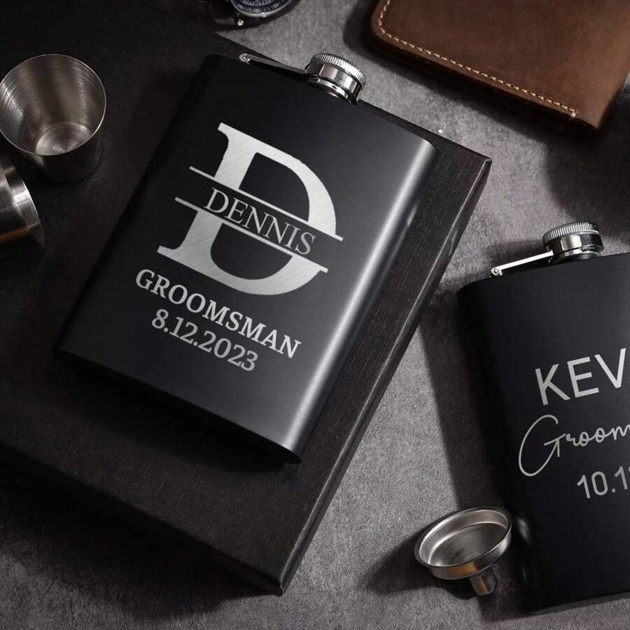 RUOMING DIY Engraved Flask 6oz Hip Flask Stainless Steel Christmas ...