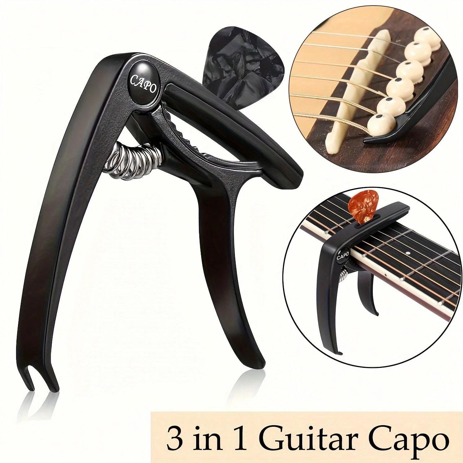 Guitar Capo, 3in1 Capo (With Pick Holder) For Acoustic And Electric ...