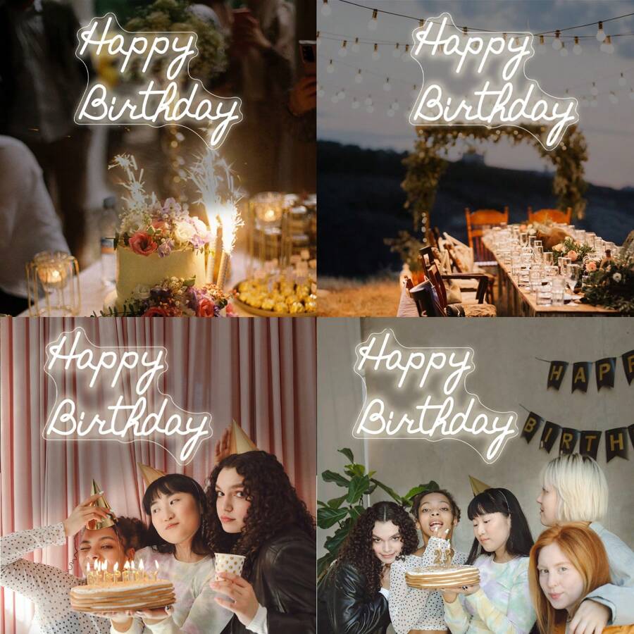 1 Packung Neon-Schild "Happy Birthday" aus PS-Polystyrol für ...