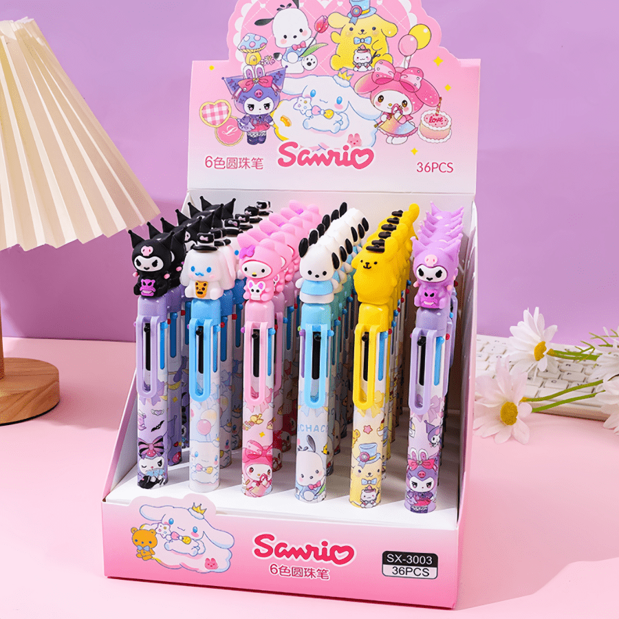Sanrio 6-Color Style Sanrio Melody Colorful Press The Neutral Pen 6 In 1 Multi-Colors Kitty Cat ...