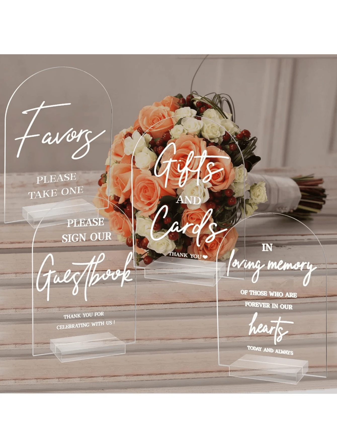 4PCS Acrylic Wedding Seat Card, Wedding Ceremony Table Logo, Sign In ...