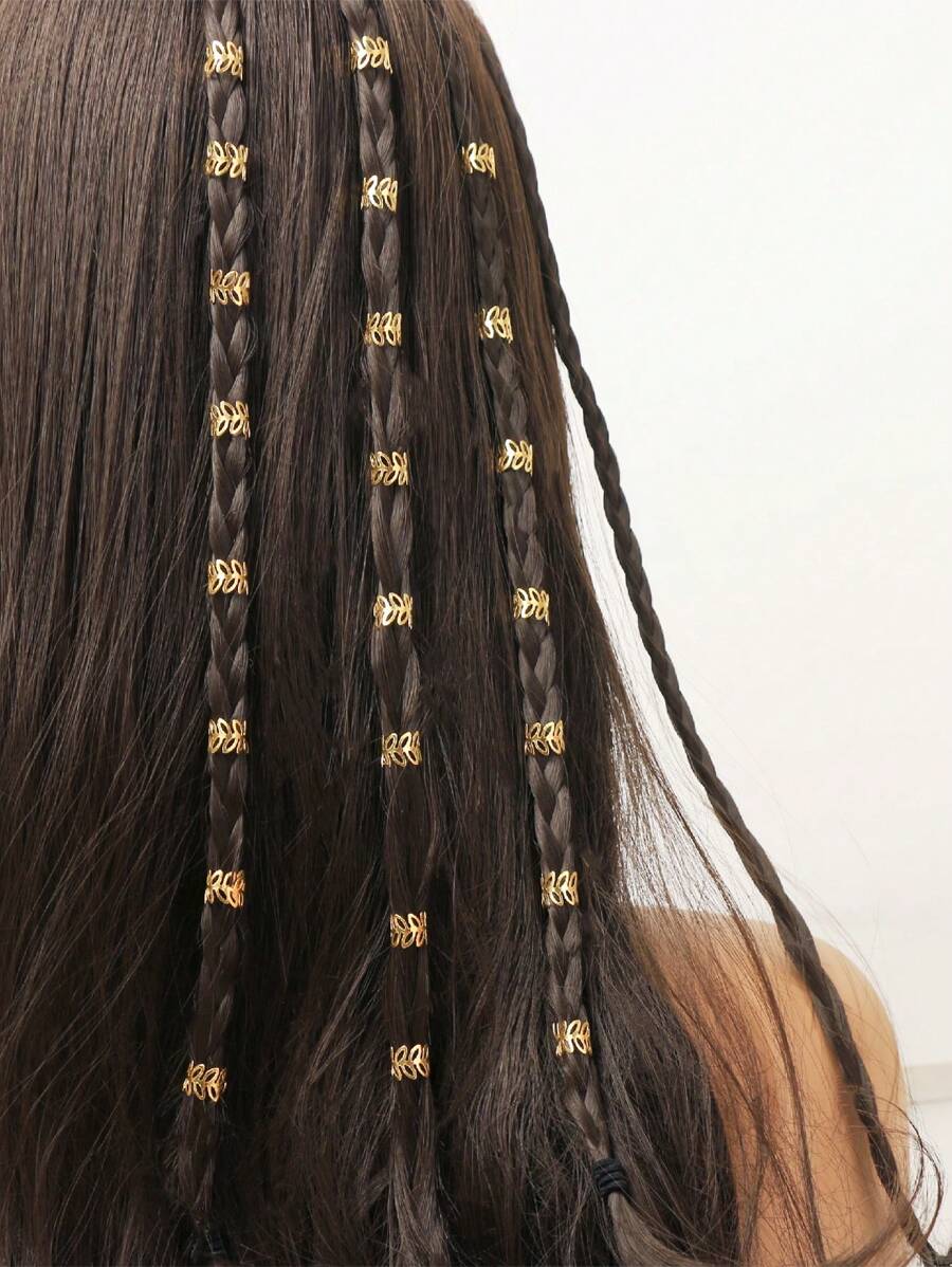 50pcs Gold Color Dreadlock Rings, Leaf Vine Hollow Design, Punk Street ...