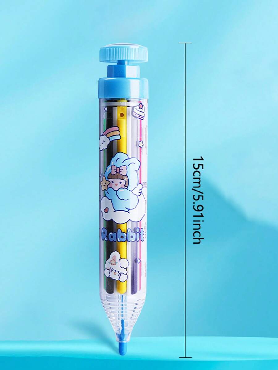 1pc 8-In-1 Rotating Multi-Color Wax Crayon, Push-Button Colored Crayon ...