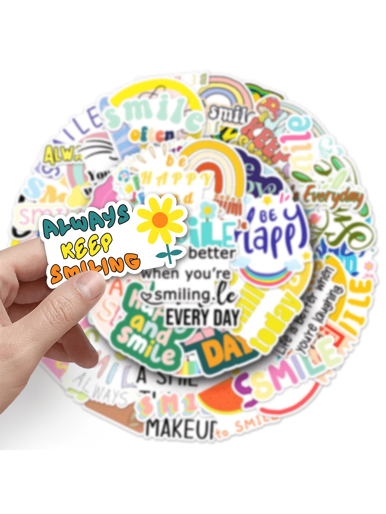 51 Pcs Keep Smiling Stickers, Face Every Day With A Smile English ...
