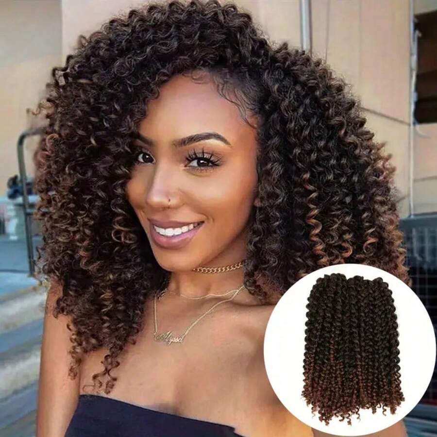 Afro Kinky Jerry Curl Crochet Hair 10 Inch Natural Black Deep Wave ...