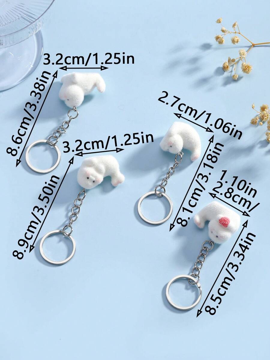 Cute Cartoon Flocked Flocked 3D Tiny Seal Keychain, Adorable Crafted ...