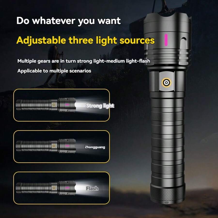 1PC Powerful Ultra Bright Spotlights Long Range LED Flashlight Tactical ...
