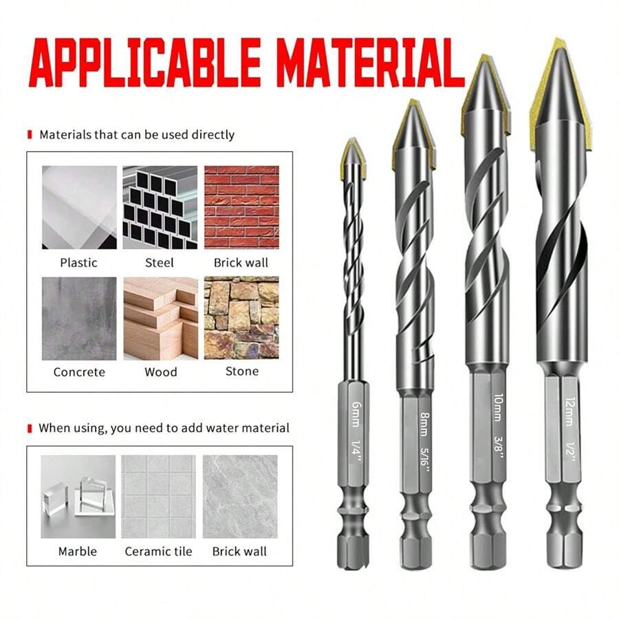 High Strength Bevel Special Eccentric Twist Drill Bit Set 4pcs Hard ...