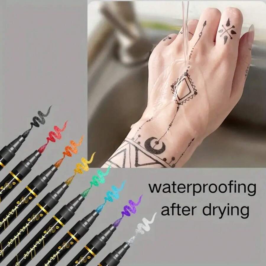 10-Color Temporary Tattoo Pen Set, Safe Skin Body Paint Pens For Adults ...