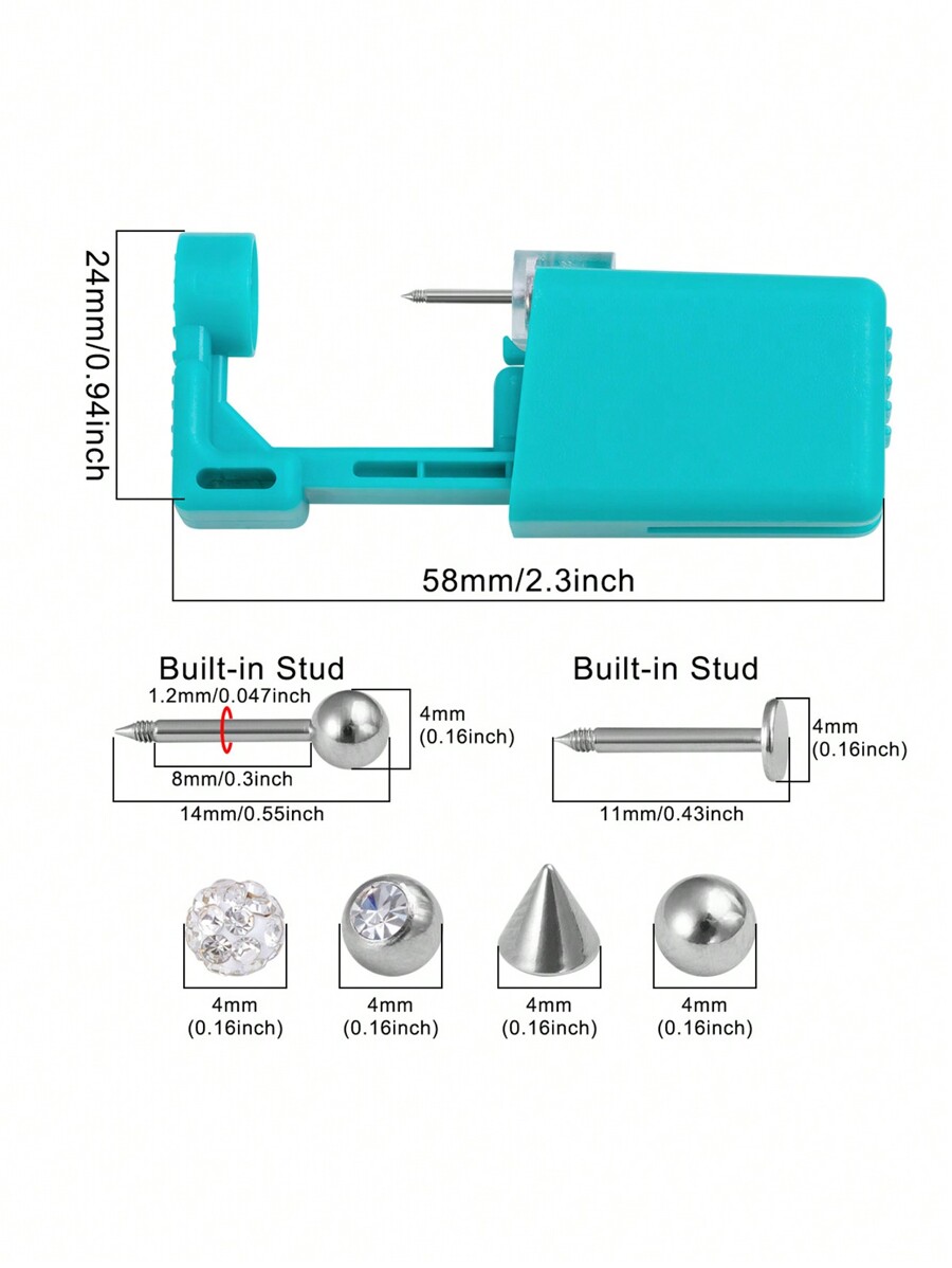 16G Disposable Sterile Lip, Ear & Cartilage Piercing Gun Tool Kit ...