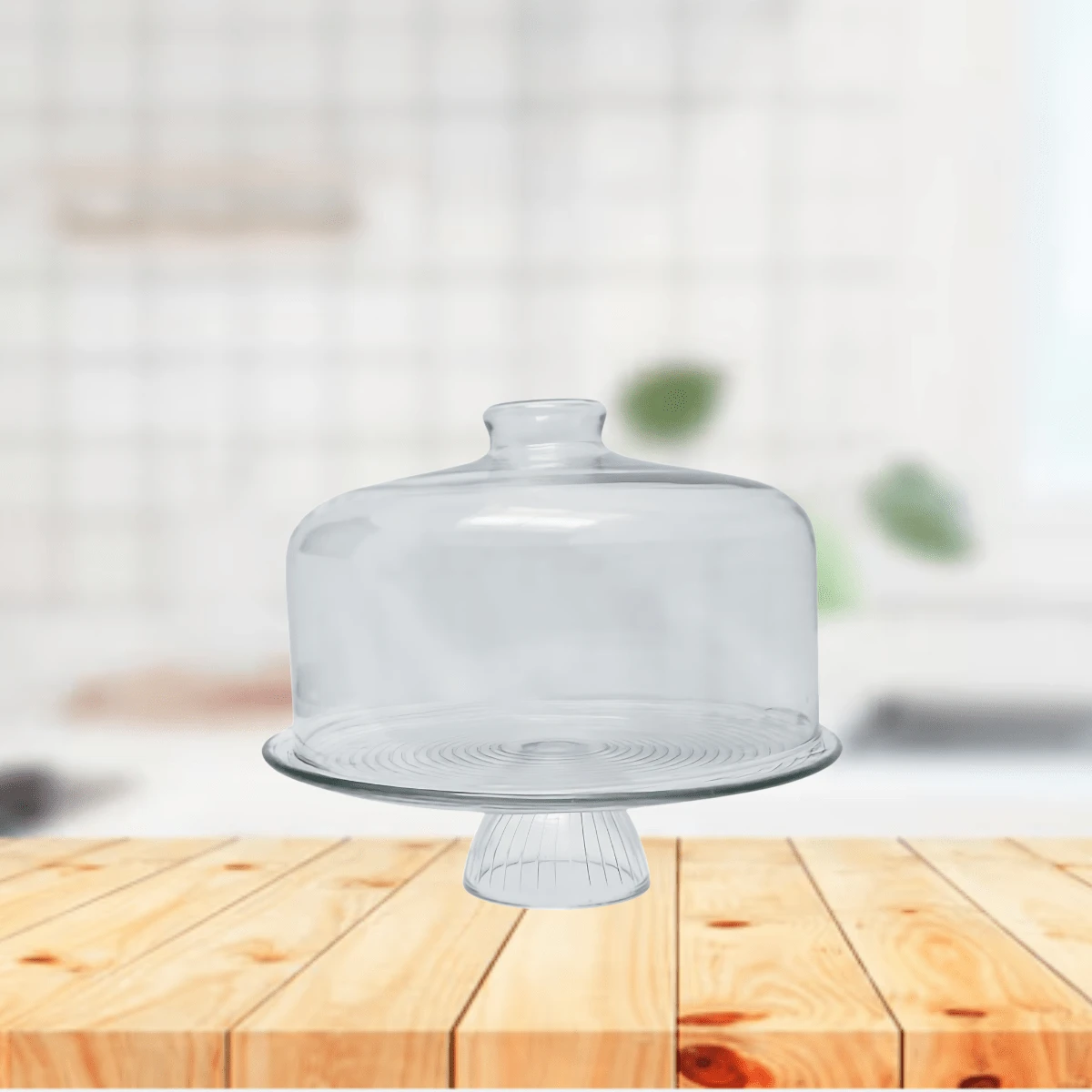 Ravena Glass Cake Stand With Smooth Base And Dome 22 X 28 Protection ...