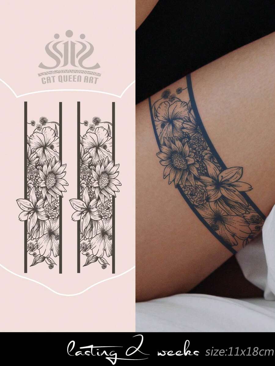 1pc Herbal Juice Semi-Permanent Magic Tattoo Sticker, African Daisy ...