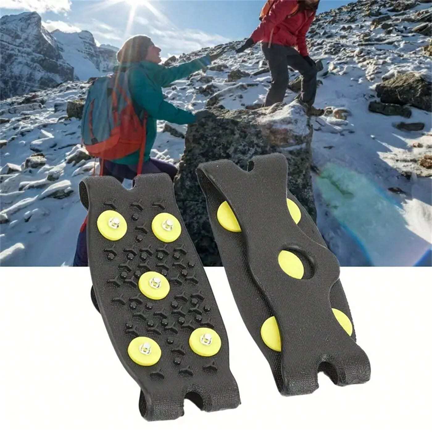 2pcs TPE Ice Cleats With 5 Anti-Slip Steel Spikes - Durable Climbing ...