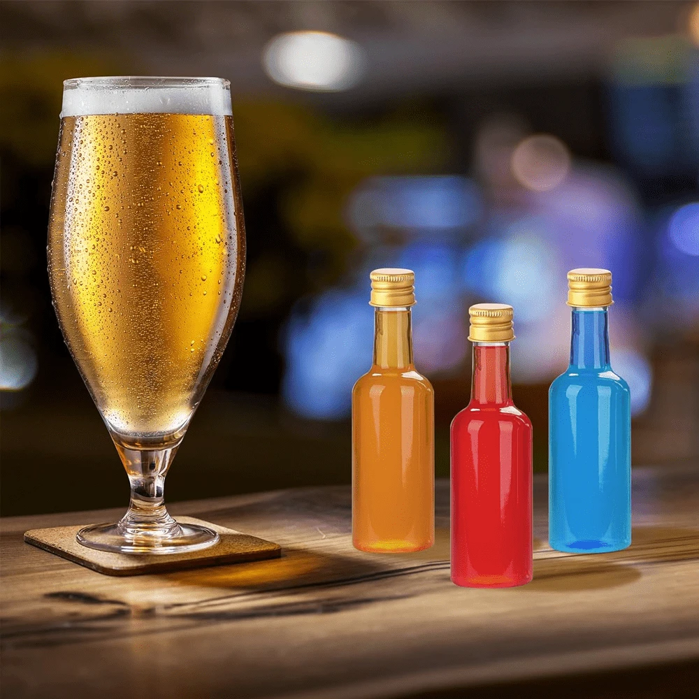 25 Pacotes 50ml Mini Garrafas de Bebida, Garrafas de Álcool de Plástico ...