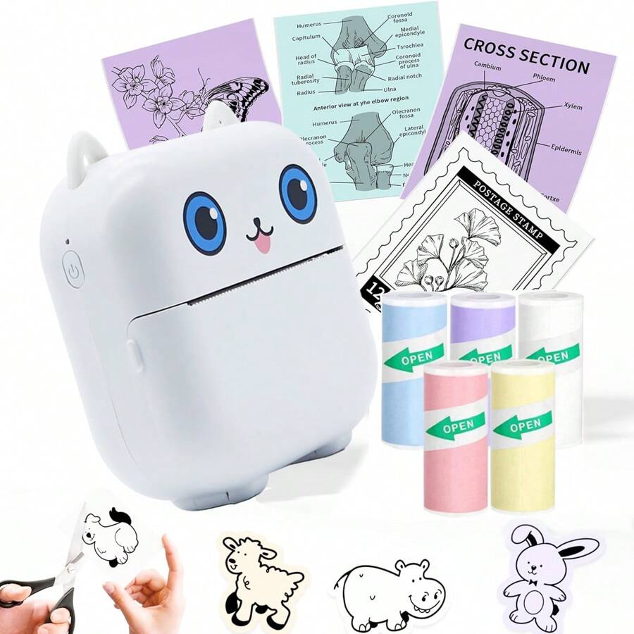 GOTOOGO Mini Printer,Thermal Printer Label Maker With 5 Rolls Paper ...