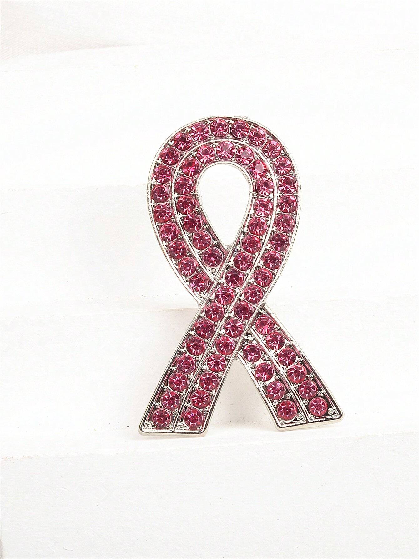 1pc Fashion Vintage Luxury Fully Studded Breast Cancer Awareness Pink ...