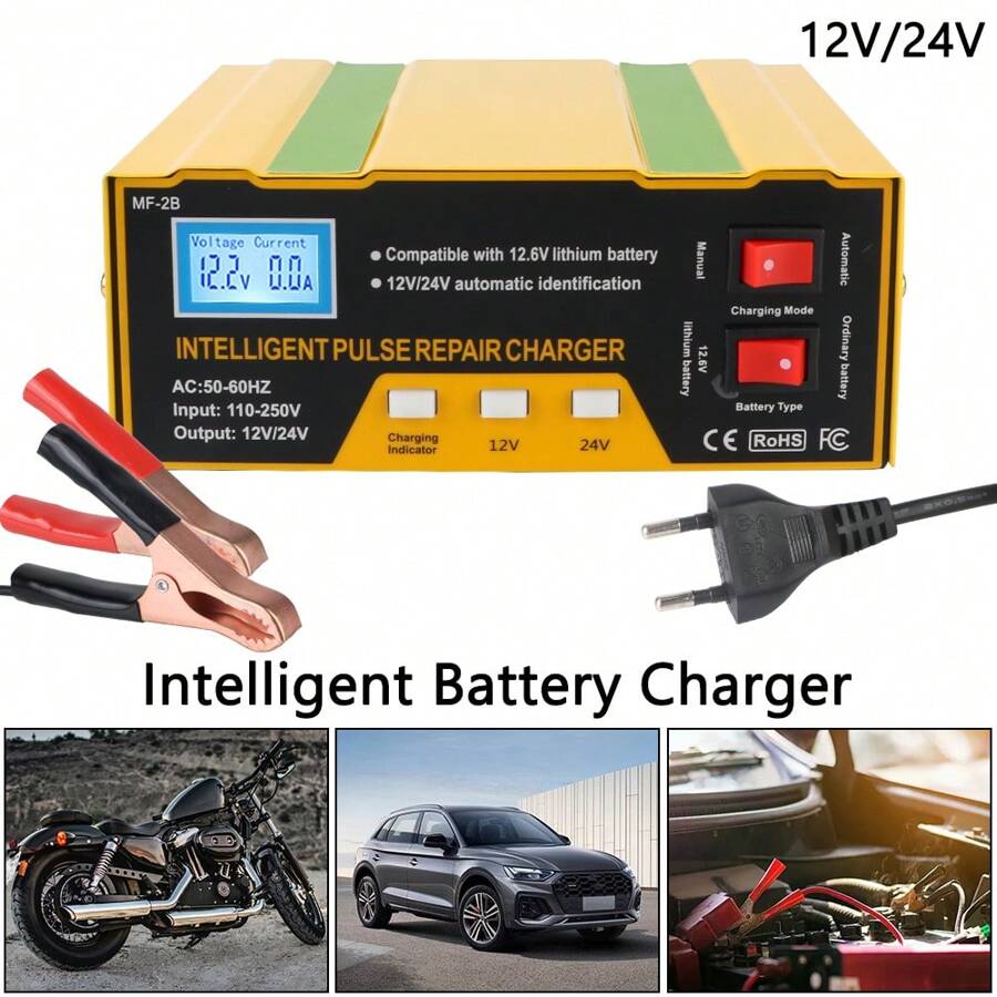 Intelligent Car Battery Chargers 12V/24V Pulse Repairing Charge Device ...