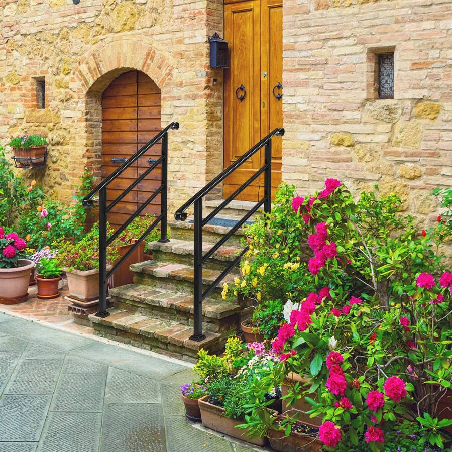 Handrails For Outdoor Steps, Wrought Iron Handrail Fits 1 To 4 Steps ...