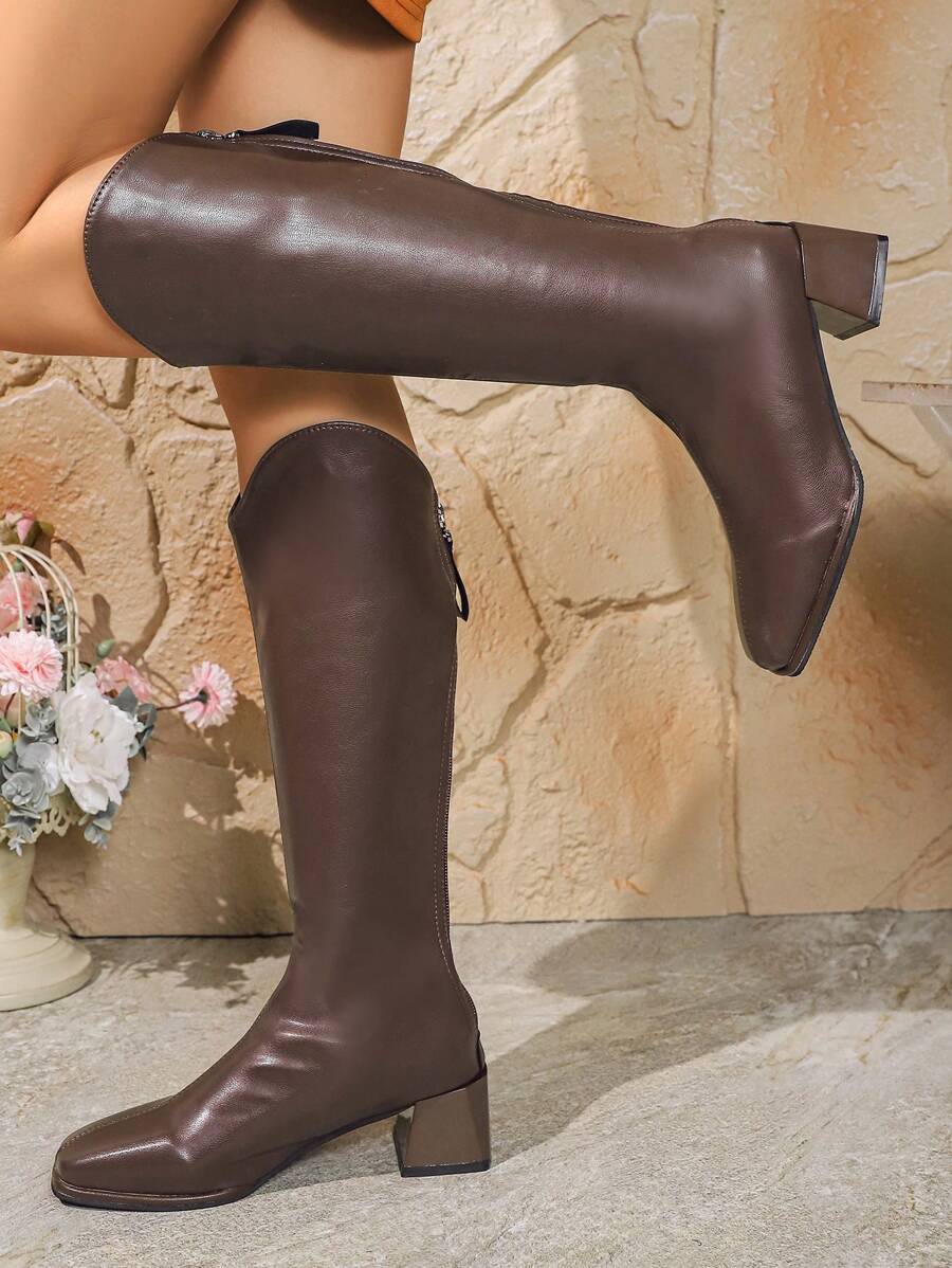 Over-The-Knee Women's Boots, Chunky Heel, New 2024 Collection, Brown ...