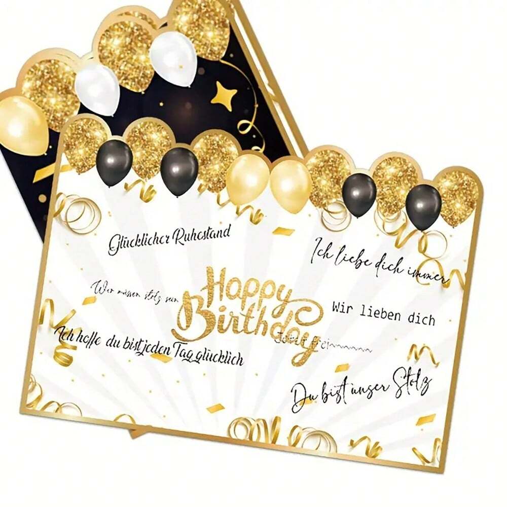 Elegant Black & Gold Oversized Birthday Greeting Card With Guestbook ...