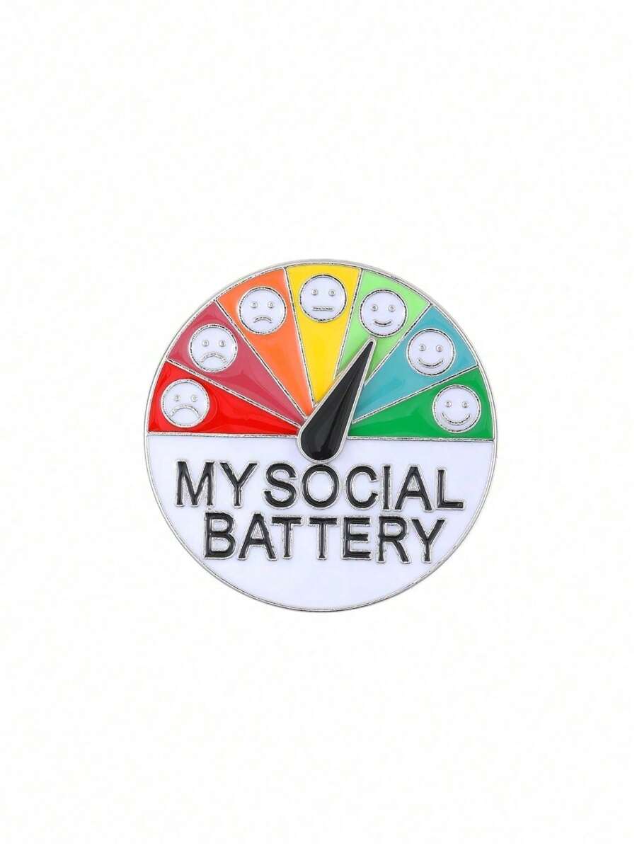 Mood Adjustable Energy Metal Badge Pin, Social Media Battery Icon ...