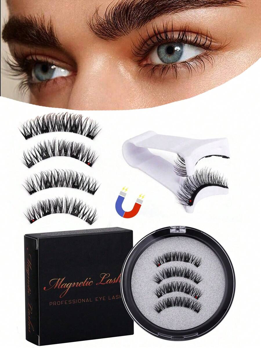 1 Pair Natural Thin Distinct Roots Magnetic False Eyelashes ...