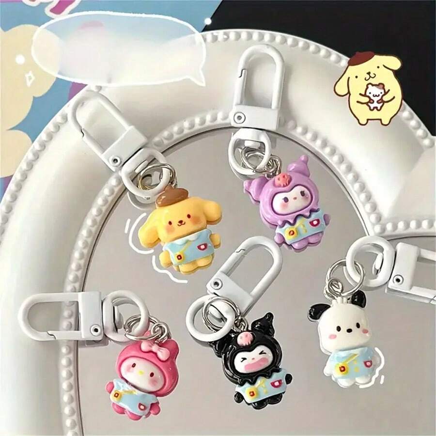 2pcs Cute Cartoon Keychain Set - Adorable Cartoon Resin Pendants ...