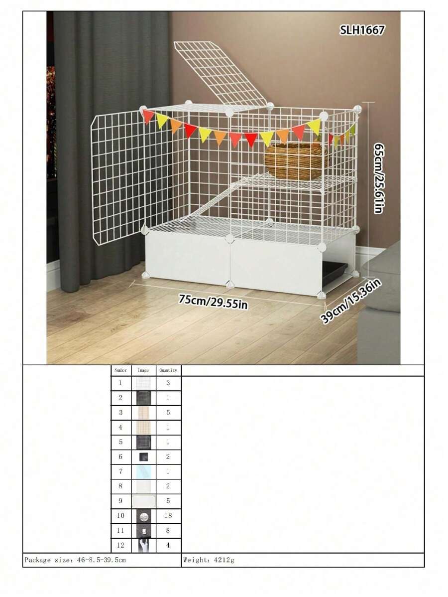 Large Indoor Rabbit Cage With Tray, Home Use Spacious Pet House For ...