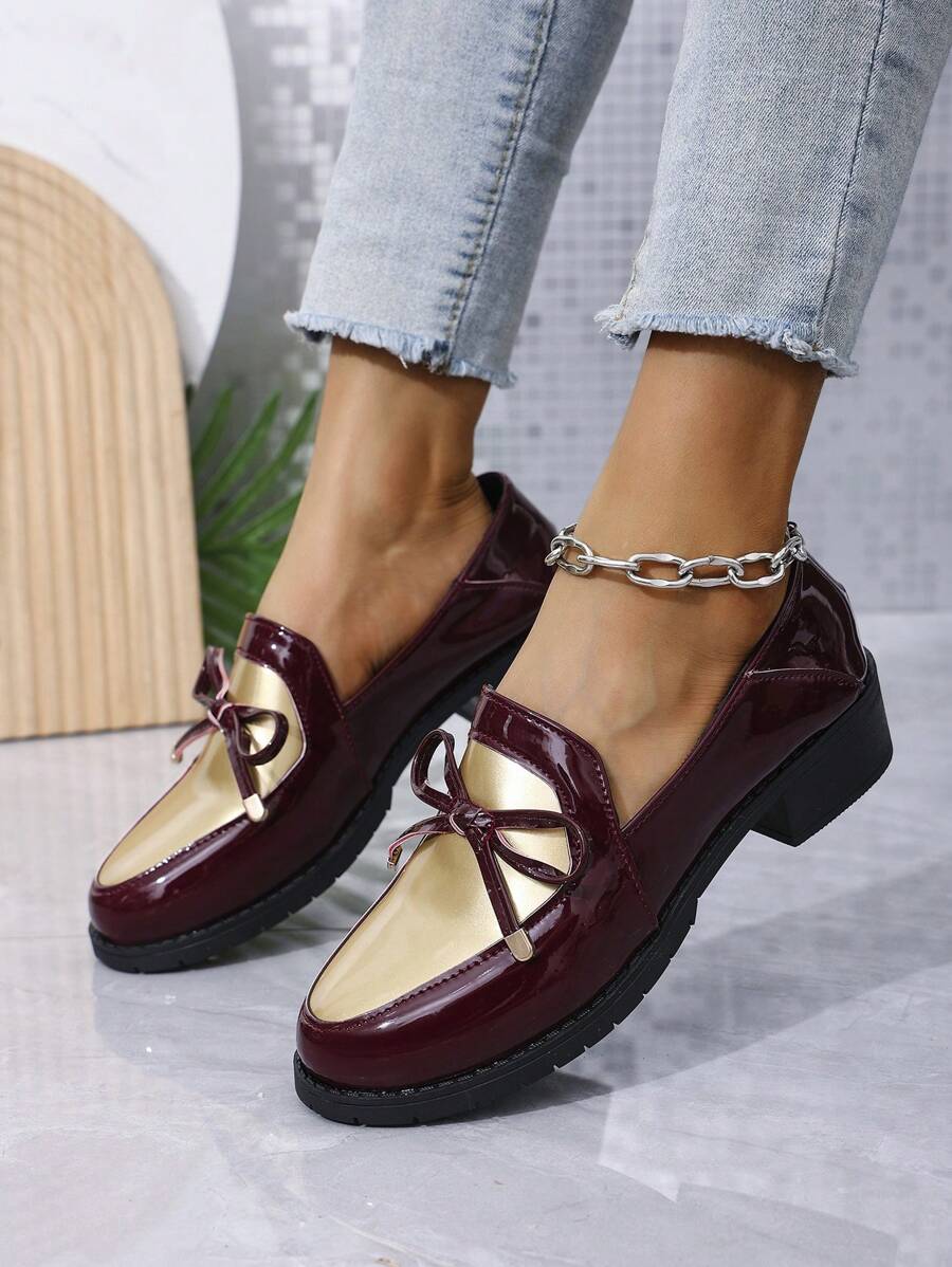 Nouvelle chaussure mode à enfiler avec bout rond, nœud papillon, talon ...