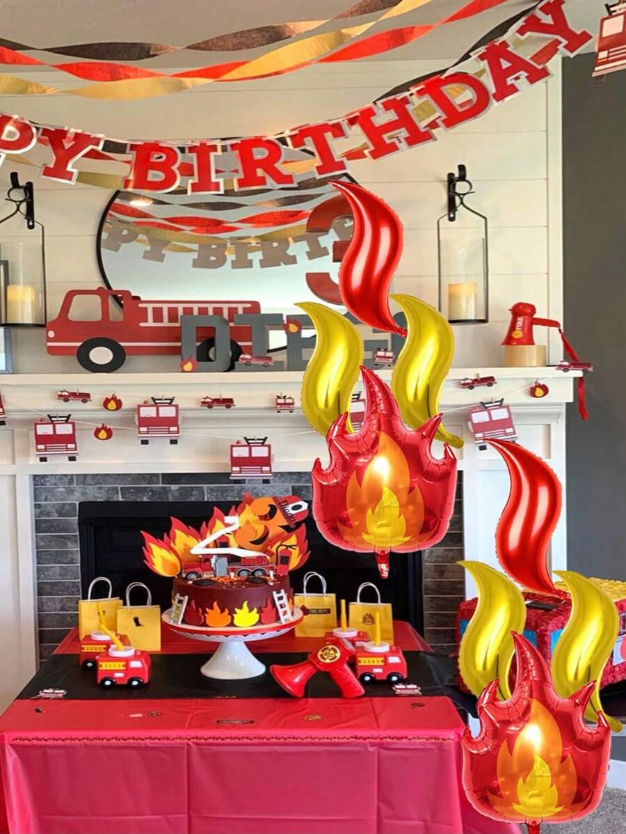 12 Pcs Fire Balloons And Flame Balloons Aluminum Foil Fire Decorations ...