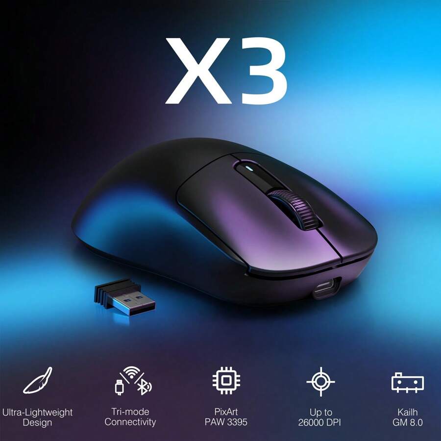 ATTACK SHARK X3 Lightweight Wireless Gaming Mouse X Attack Shark Ajazz ...
