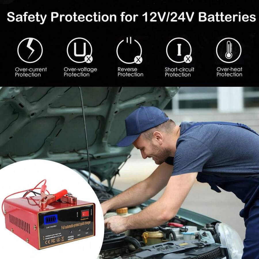 Voor SUV Vrachtwagen Boot Motorfiets EU/VS Stekker Auto-acculader Motorfietsacculader LED-scherm ...