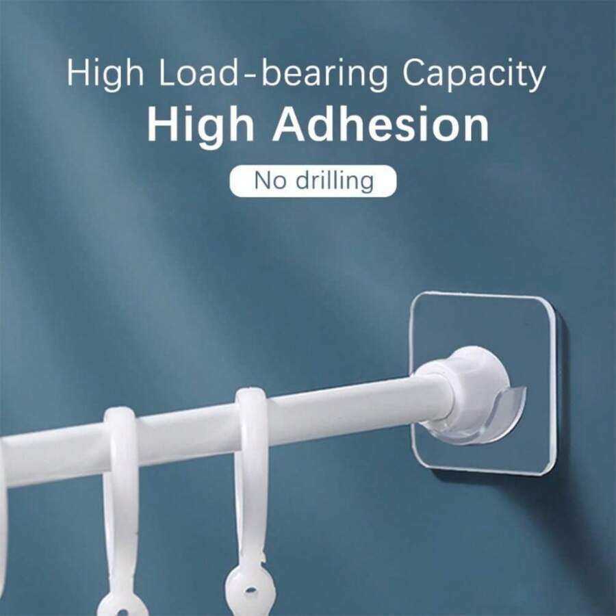 6pcs Telescopic Rod Brackets - Adhesive Curtain Rod Brackets - Wall ...