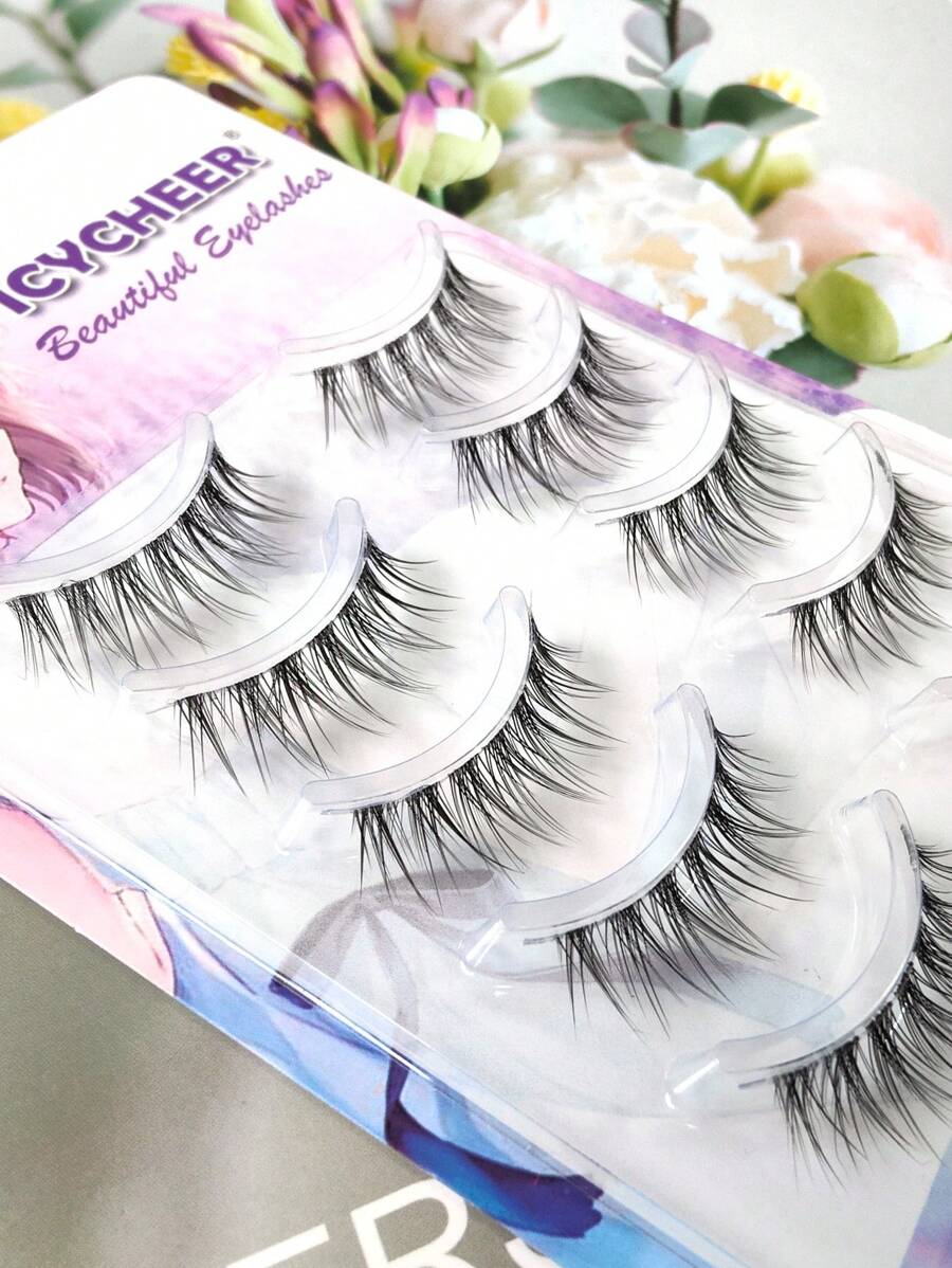 1 Box (5 Pairs) Natural Realistic Fish Tail Eyelashes, Invisible Stem ...