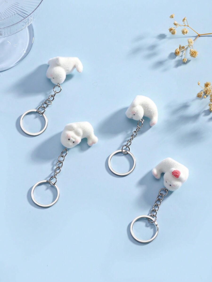 Cute Cartoon Flocked Flocked 3D Tiny Seal Keychain, Adorable Crafted ...