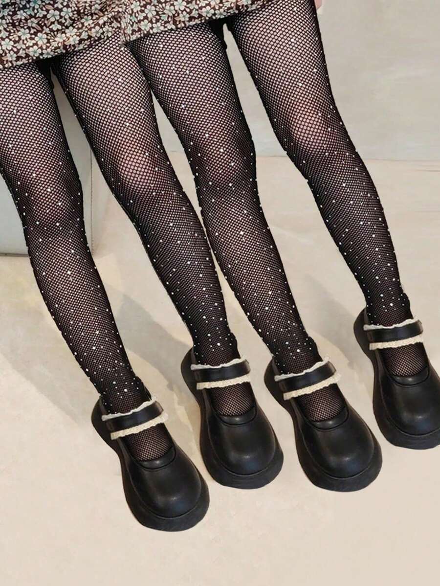 1pc Luxury Sparkly Thin Mesh Tights With Rhinestone Detailing For ...