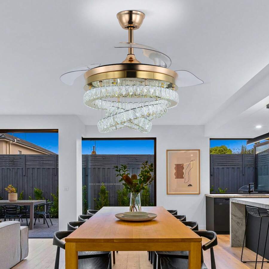 42" Fandeliers With Lights Dimmable Crystal Ceiling Fan With Lights ...