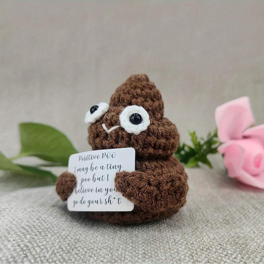 Funny Positive Poo, Cute Crochet Potato Partner Toy With Positive Card ...