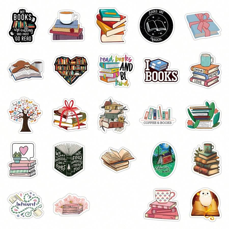 120PCS Reading Books Stickers Aesthetic Vinyl Stickers High Quality ...