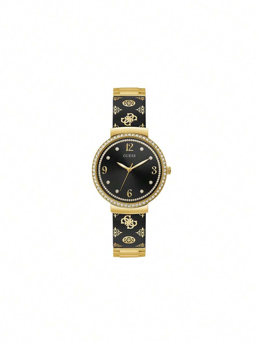 Guess Motif Women Stainless Steel Quartz Watch With Signature Peony G ...